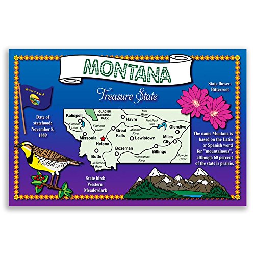 Amazon.com : MONTANA STATE MAP postcard set of 20 identical postcards ...