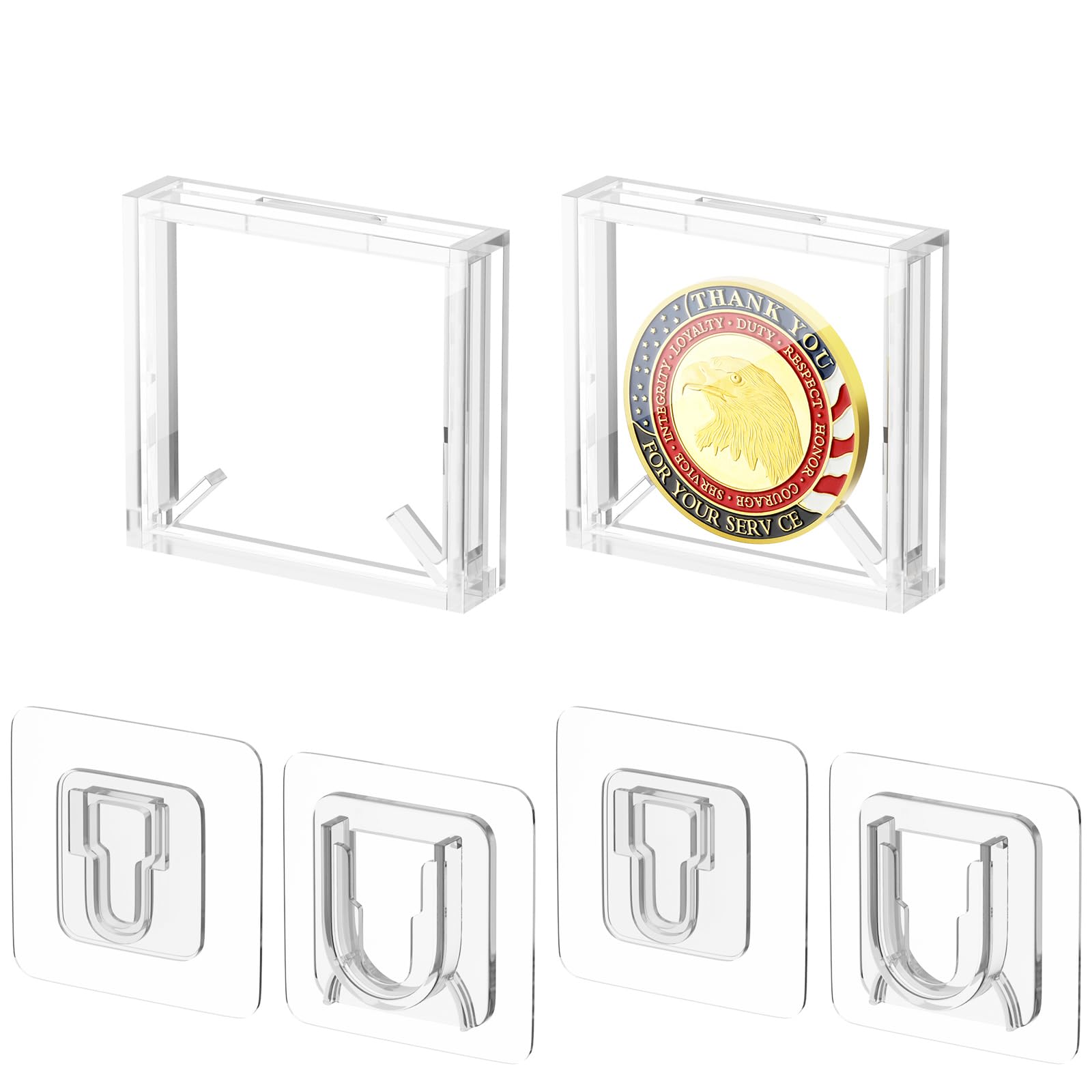 Amazon.com: 2 Pack Acrylic Challenge Coin Display Holder Case, Wall ...