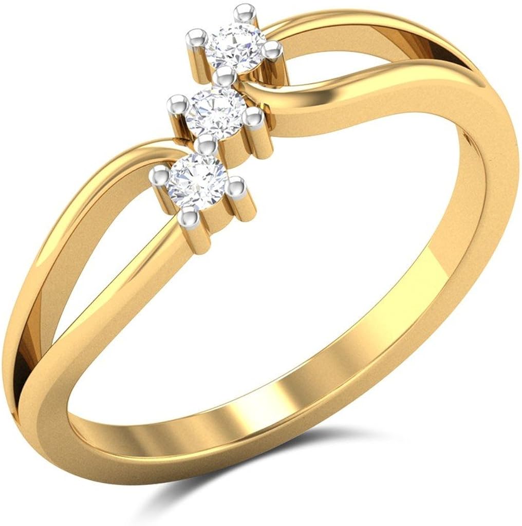 JewelsForum 3 Stone Step Ring for Women in 14Kt Yellow Gold with 0.11 ...