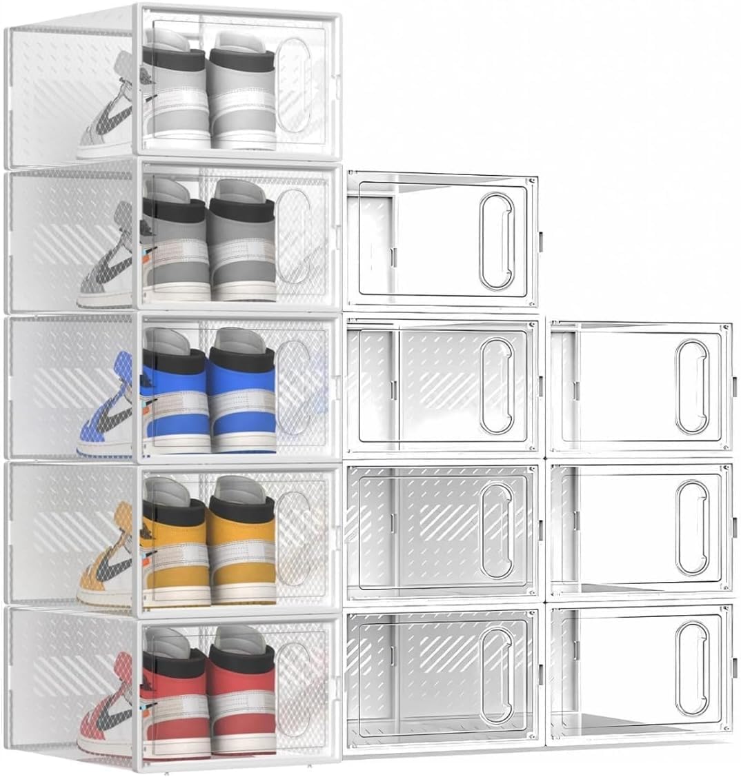 Amazon.com: MARSPOWER Clear Shoe Box with Magnetic Door, Plastic ...