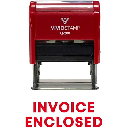 Amazon.com : Invoice Enclosed Self Inking Rubber Stamp (Red Ink ...