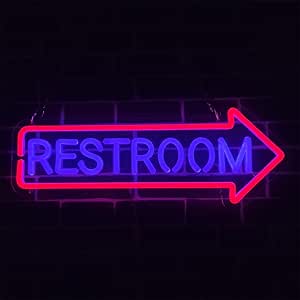 Amazon.com : Restroom Arrow Neon Sign, Wall Hanging Dimmable LED Toilet ...
