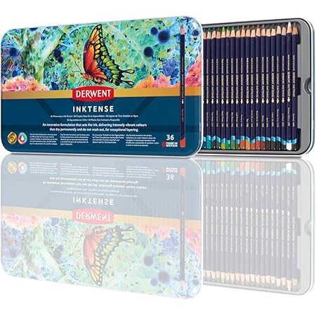 Derwent Inktense Permanent Watersoluble Pencils Tin, Drawing & Painting ...