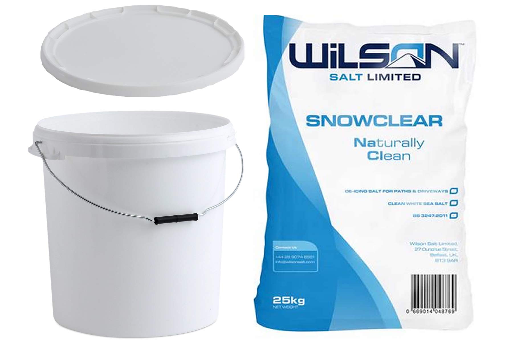 Buy SNOWCLEAR DEICING Salt 25KG and 30 Litre Plastic Storage Bucket ...