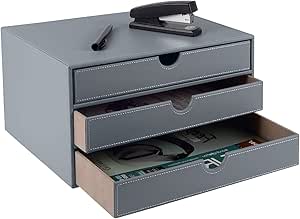 Amazon.com: XNONE PU Leather Desk Organizer with 3 Drawers,Executive ...