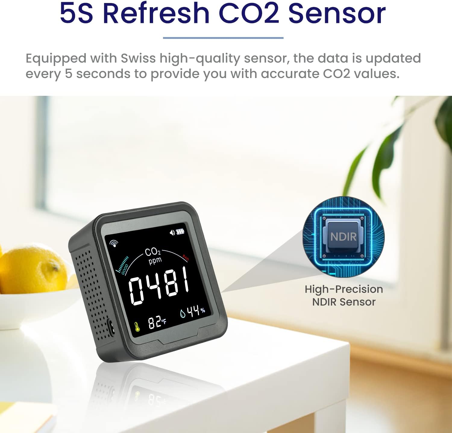 LSENLTY Detector de CO2 WiFi, monitor inteligente de CO2 de alta precisión de actualización 5s ...