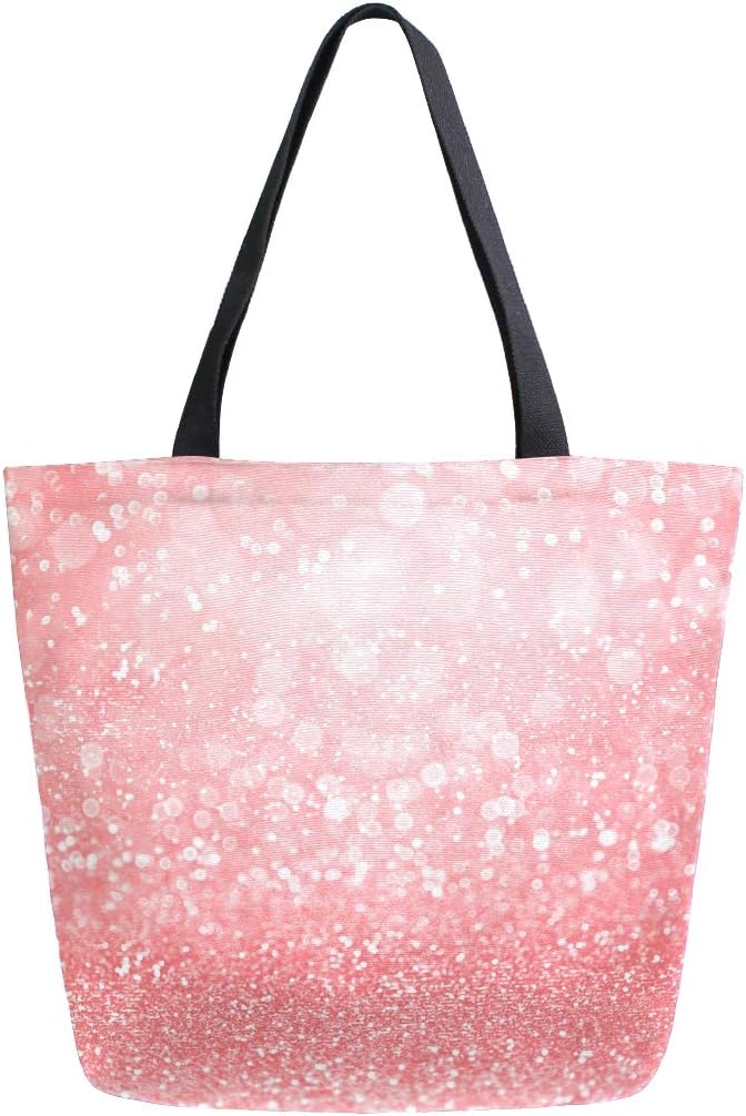 Amazon.com: Coral Pink Canvas Tote Bag Reusable Grocery Bags Tote ...