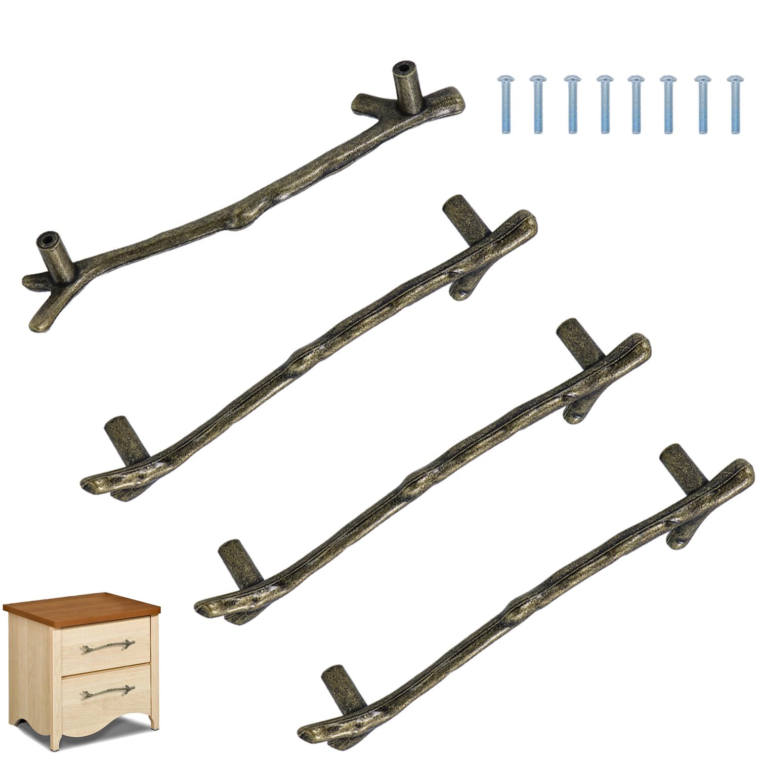 Twig Branch Cabinet Knobs Vintage Drawer Knobs Black Tree Twig Dresser ...