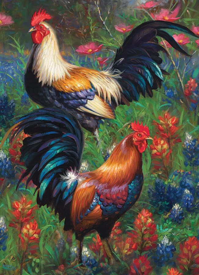 Amazon.com: Cobble Hill 1000 Piece Puzzle - Roosters - Sample Poster Included : Toys & Games