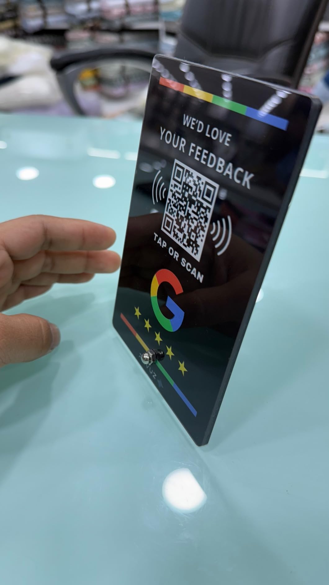 REVUZ Premium Acrylic Review Standee | Instant review with NFC Chip tap ...