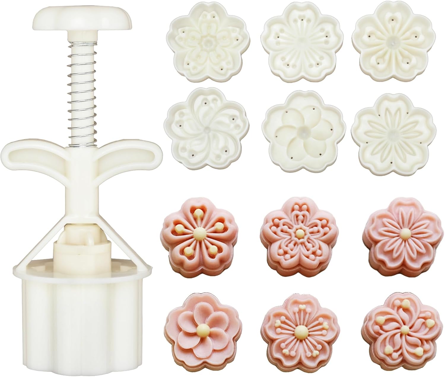 Amazon.com: Mooncake Mold 4 PCS, Hand Press 50g Cookie Stamps，Moon cake ...