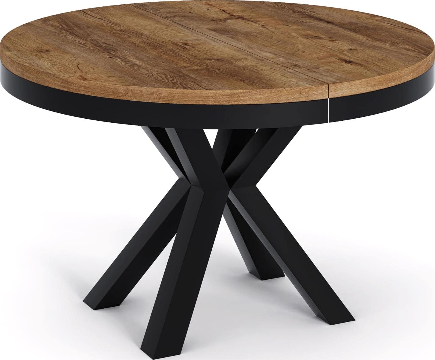 WFL GROUP Table à Manger Ronde Extensible - Table Style Loft avec Pieds ...