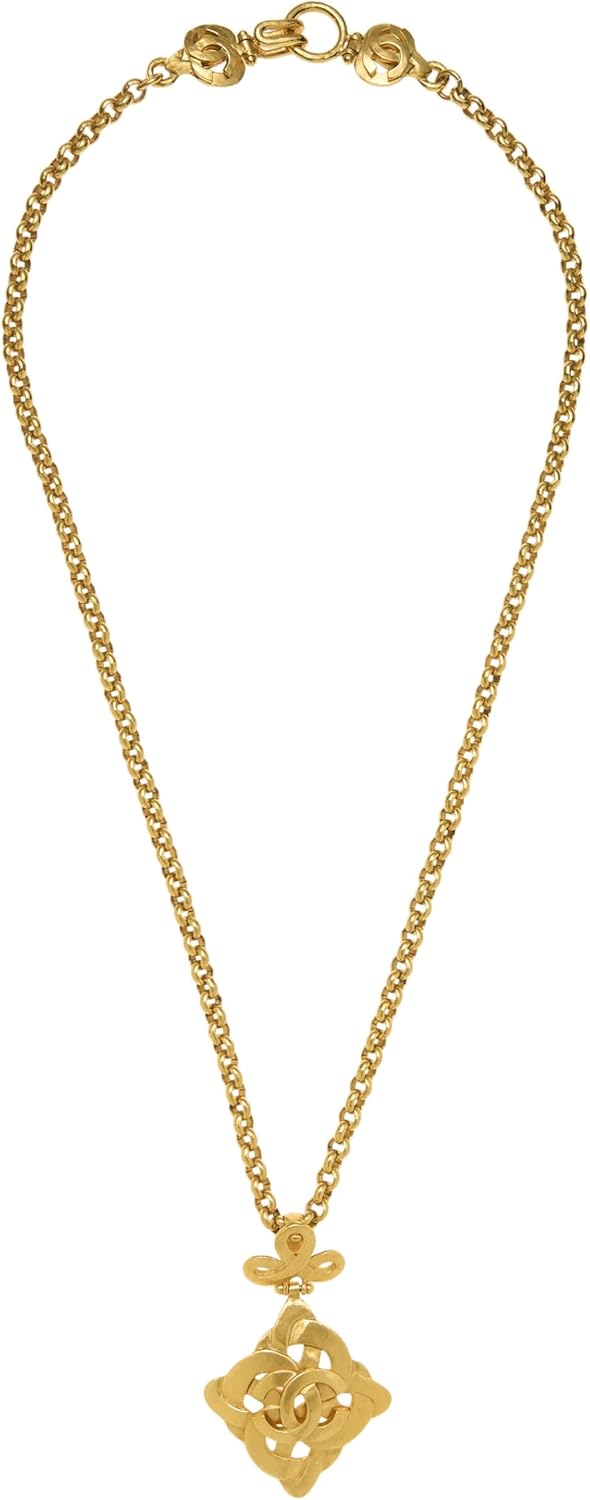 Amazon.com: Chanel, Pre-loved Gold Squiggle 'CC' Necklace, Gold ...