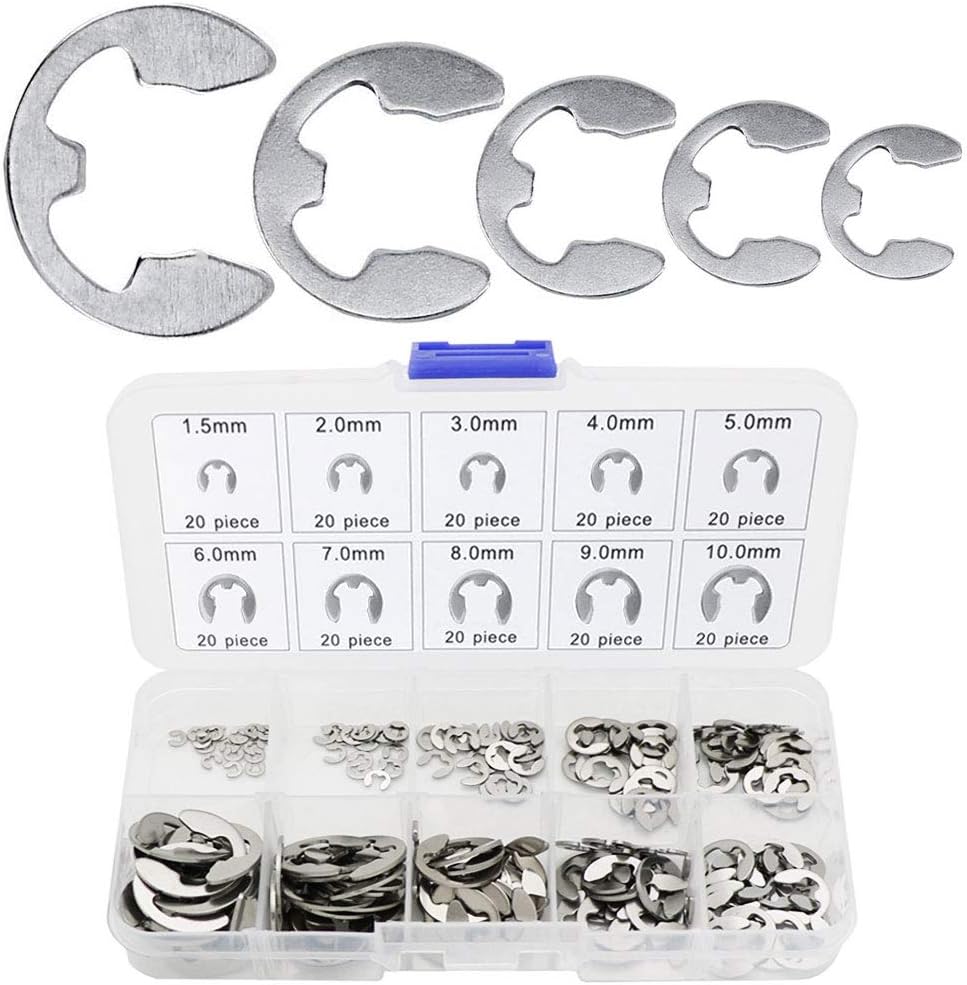 Amazon.com: 120Pcs 10 Size 304 Stainless Steel E-Clip Retaining Snap ...