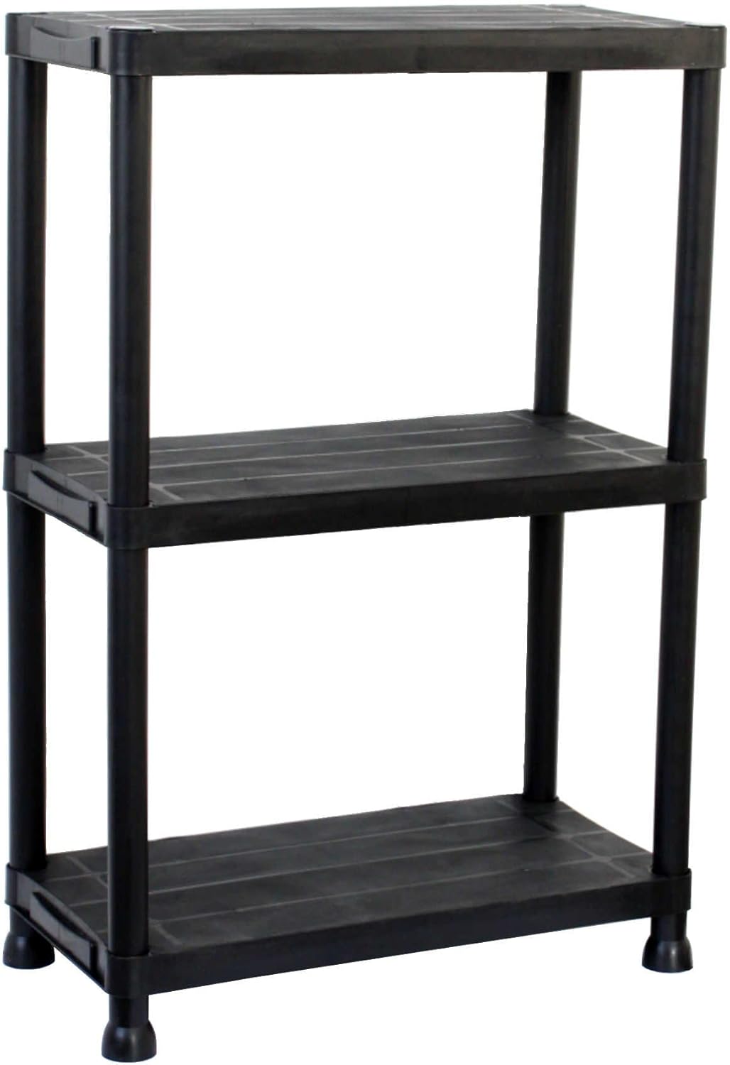 Oypla 3 Tier Black Plastic Heavy Duty Shelving Racking Storage Unit ...