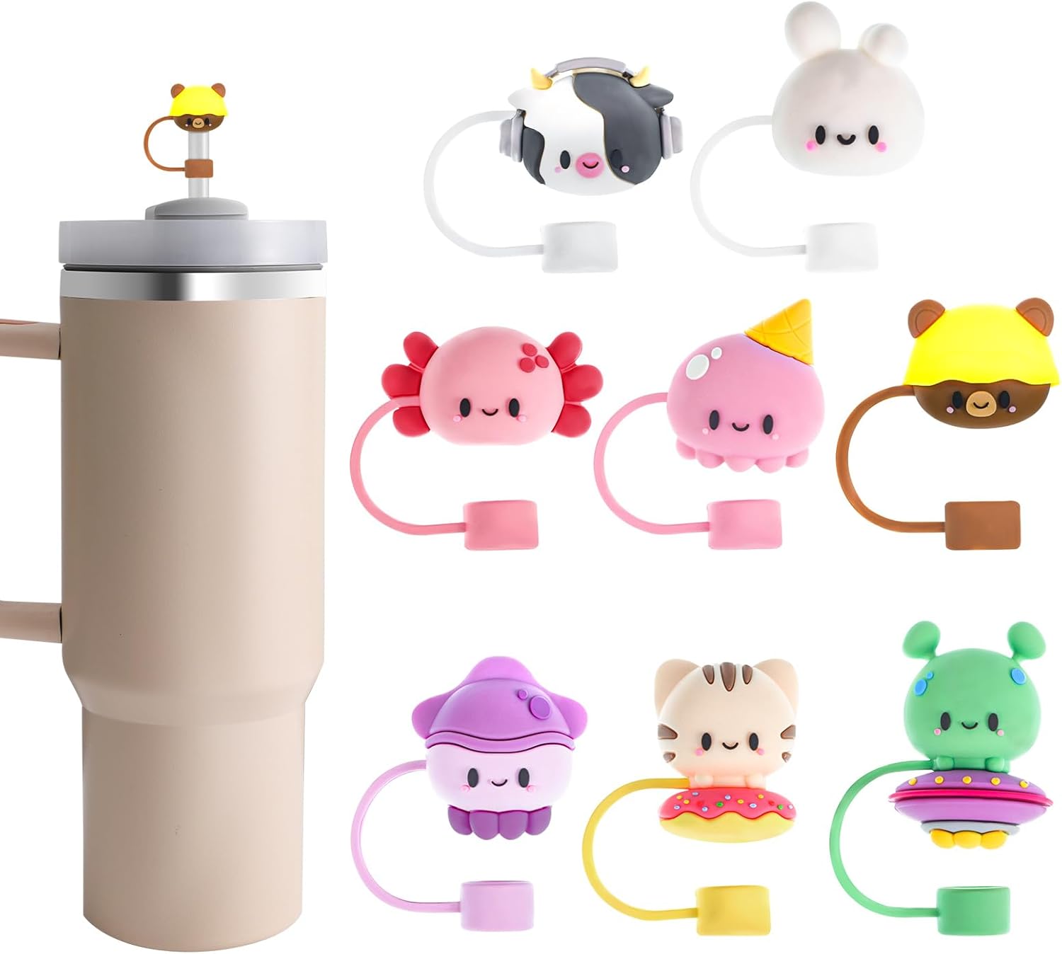 Amazon.com: 8 Pcs Straw Covers Cap for Stanley Cup, Silicone Straw ...