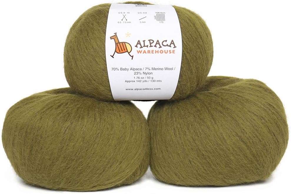 Amazon.com: Pullu - Baby Alpaca Merino Wool Yarn Set of 3 Skeins (150 ...