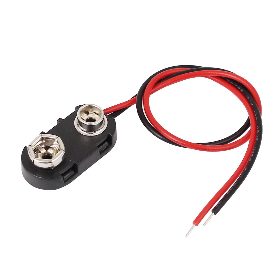 Red PP3 9V Battery Clip Connector I Tinned Wire Leads 150mm Black ...
