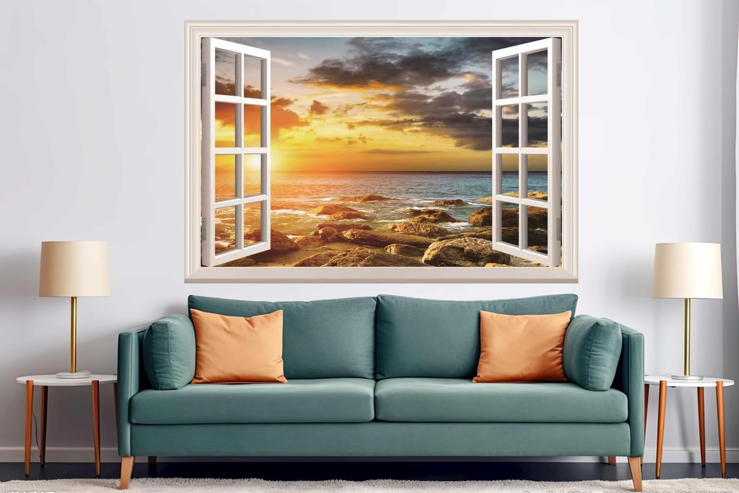 Papel De Parede 3d Hd De Lindas Janelas Abertas Janela Aberta Ao Mar