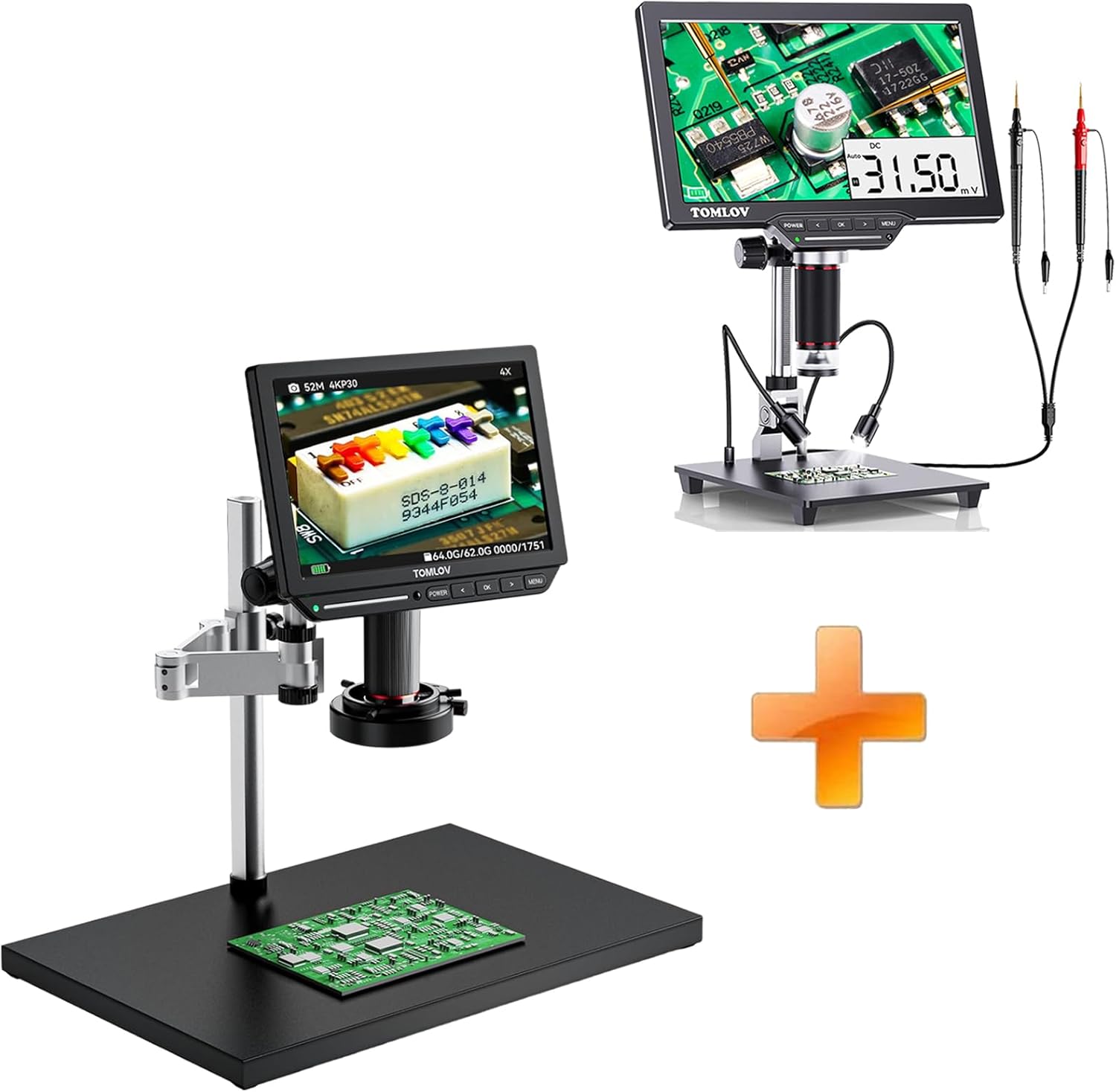 Amazon.com : TOMLOV TM4K Flex Arm Digital Microscope 2000x + DM202M ...