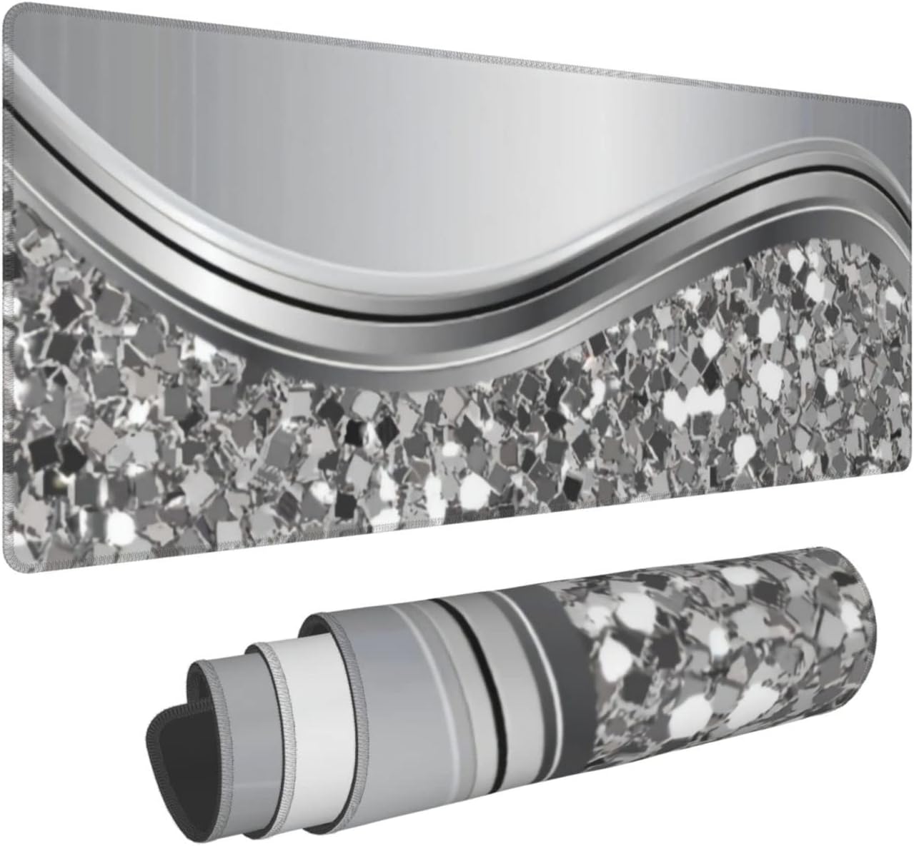 Amazon.com: Silver Faux Glitter Glam Bling Mouse Pad Extended Large ...