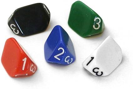 Amazon.com: The Dice Lab Set of 5 Unique 3-Sided (d3) Dice in Red, Blue ...