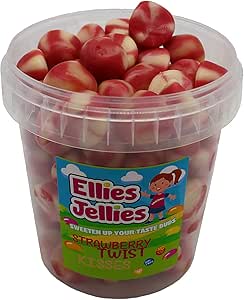 Ellies Jellies, Strawberry Twist Kisses, 780g Bucket, Jelly, Strawberry ...