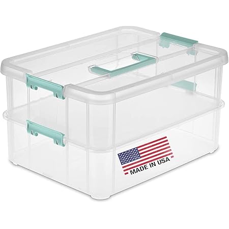 Amazon.com: Sterilite 1427CLR Stack & Carry - 2 Layer Box, Clear Lid ...