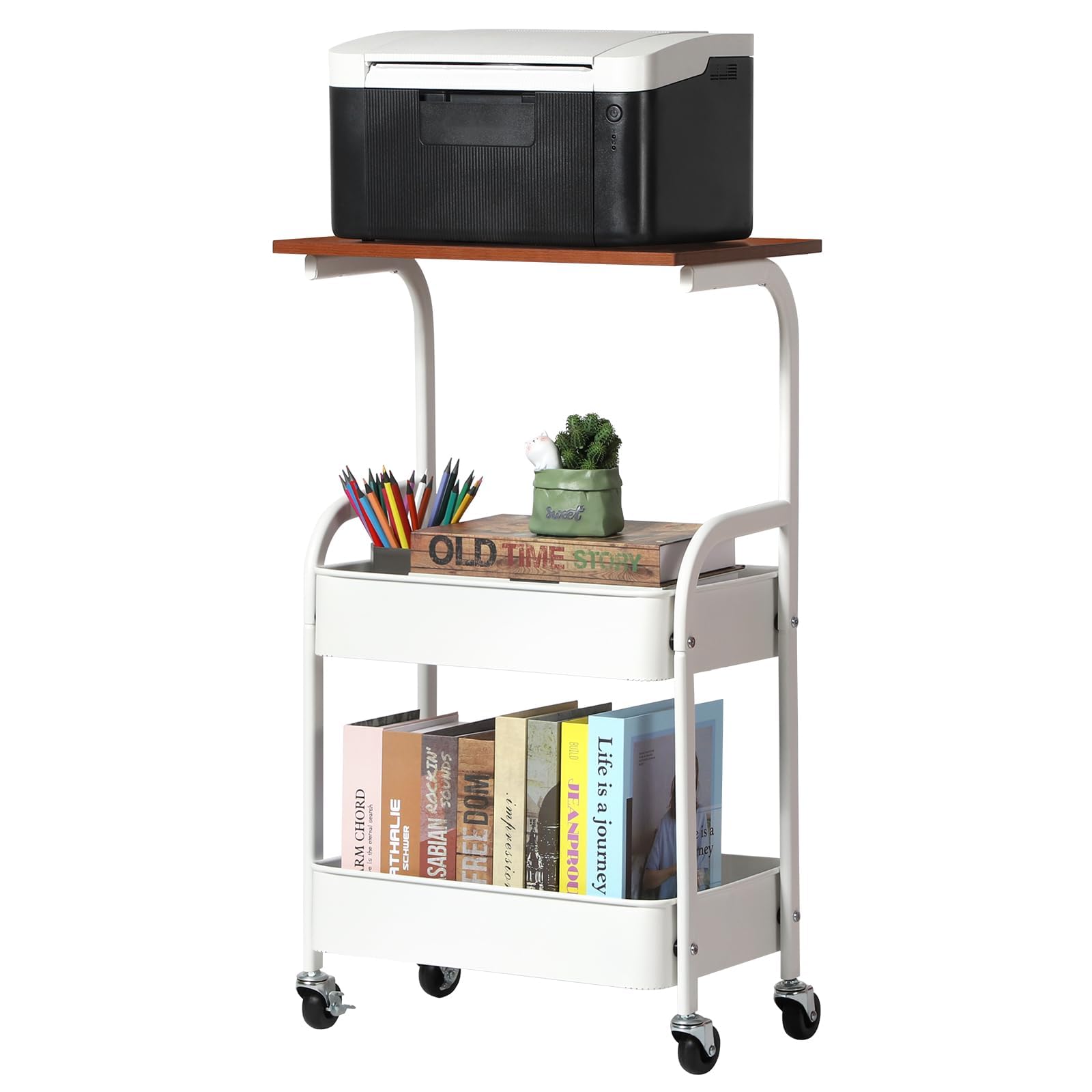 Amazon.com: FAGIGY Printer Stand,3 Tier Rolling Cart with Table Top ...