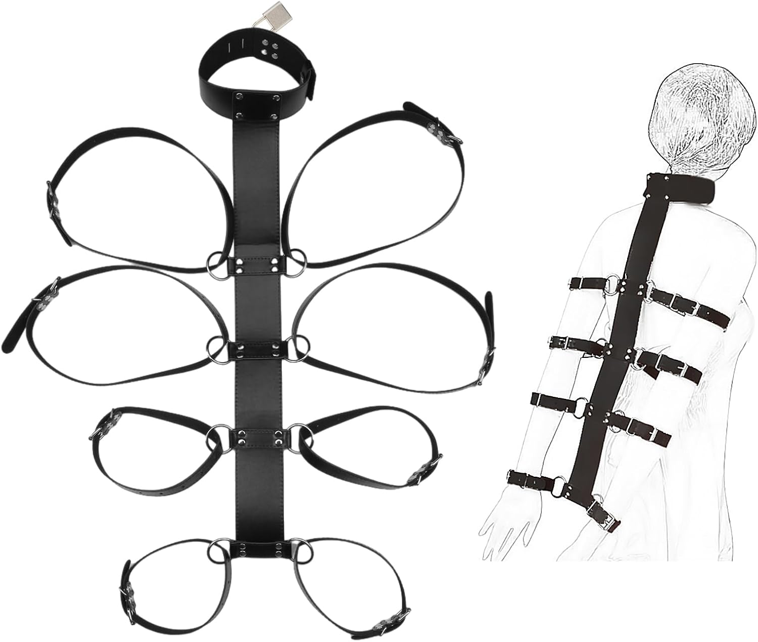 Amazon.com: Back Handcuffs Bondage Set with Collar, GZYNTT Strong PU ...