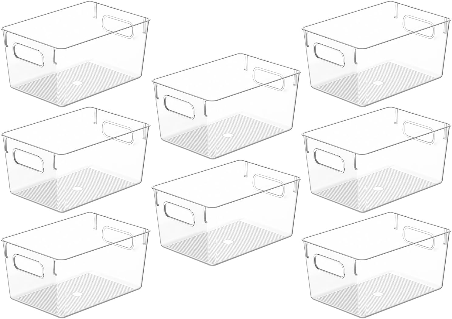 Amazon.com: Clear Plastic Storage Bins – 4 Large Containers for Kitchen ...