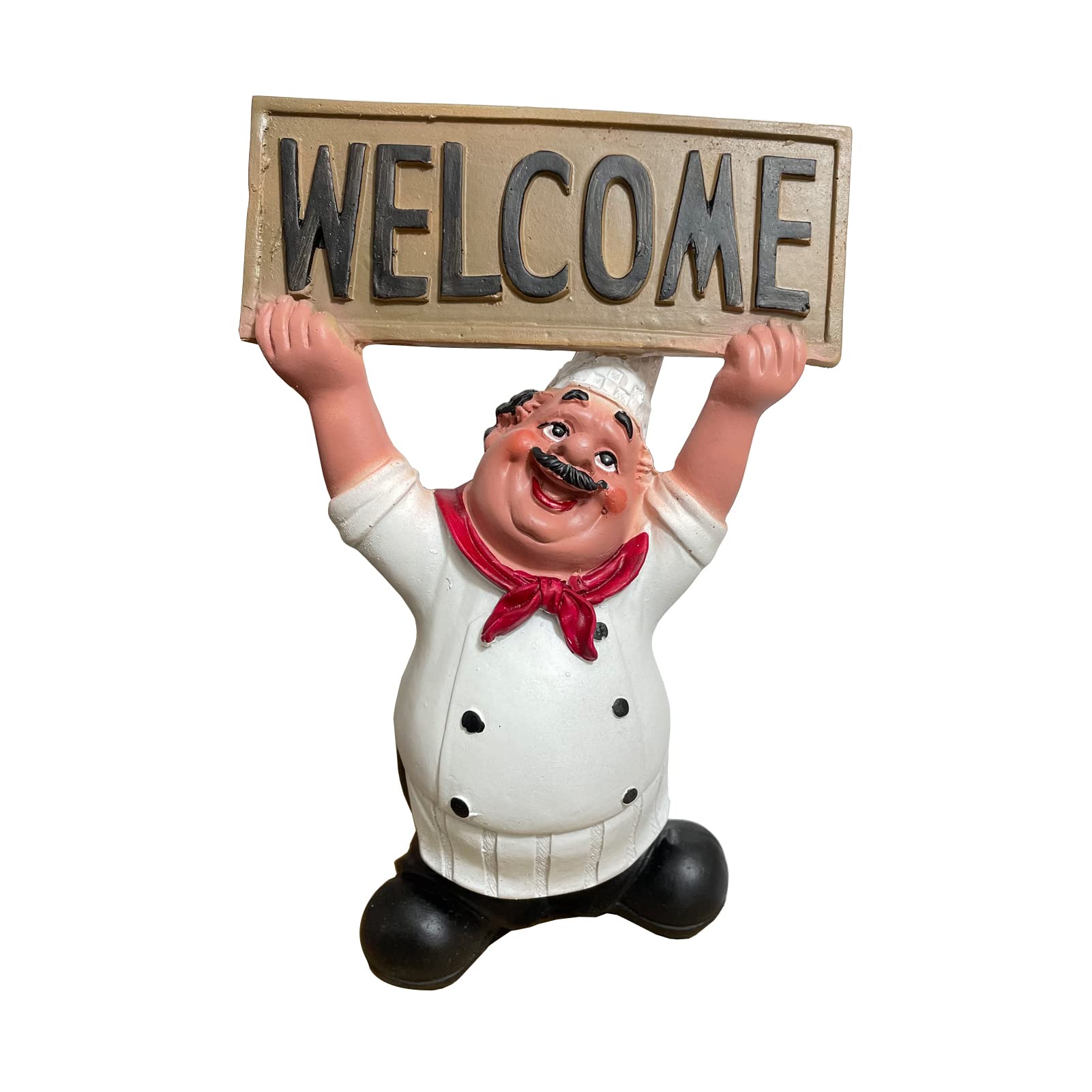 Amazon.com: Holding Welcome Board Resin Chef Figures Kitchen Decor ...