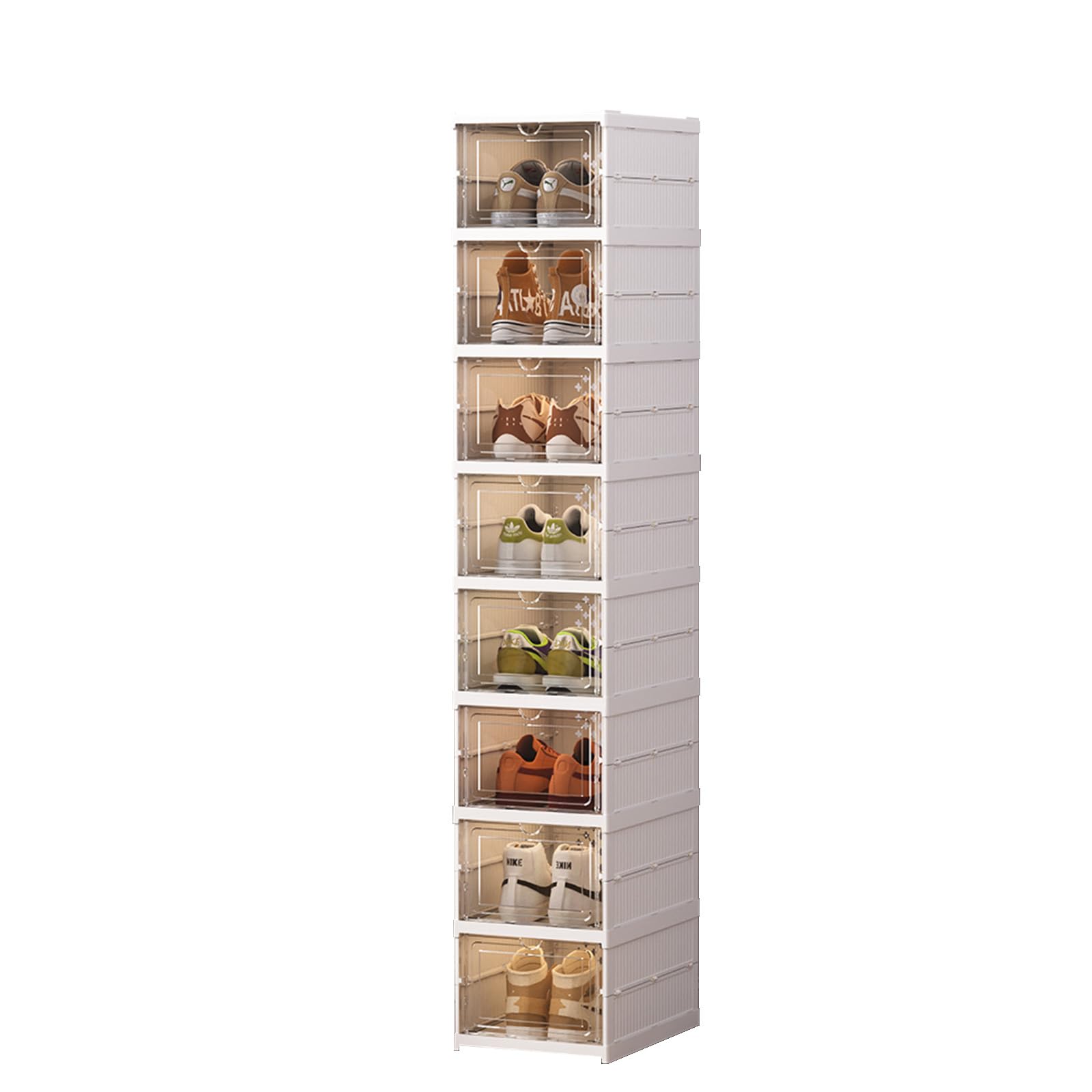 Amazon.com: OohFaice 8 Tier Vertical Tall Narrow Shoe Rack, Corner Shoe ...