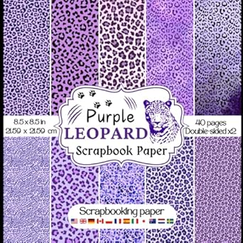 Purple Leopard Scrapbook Paper: Double sided purple Leopard animal skin ...
