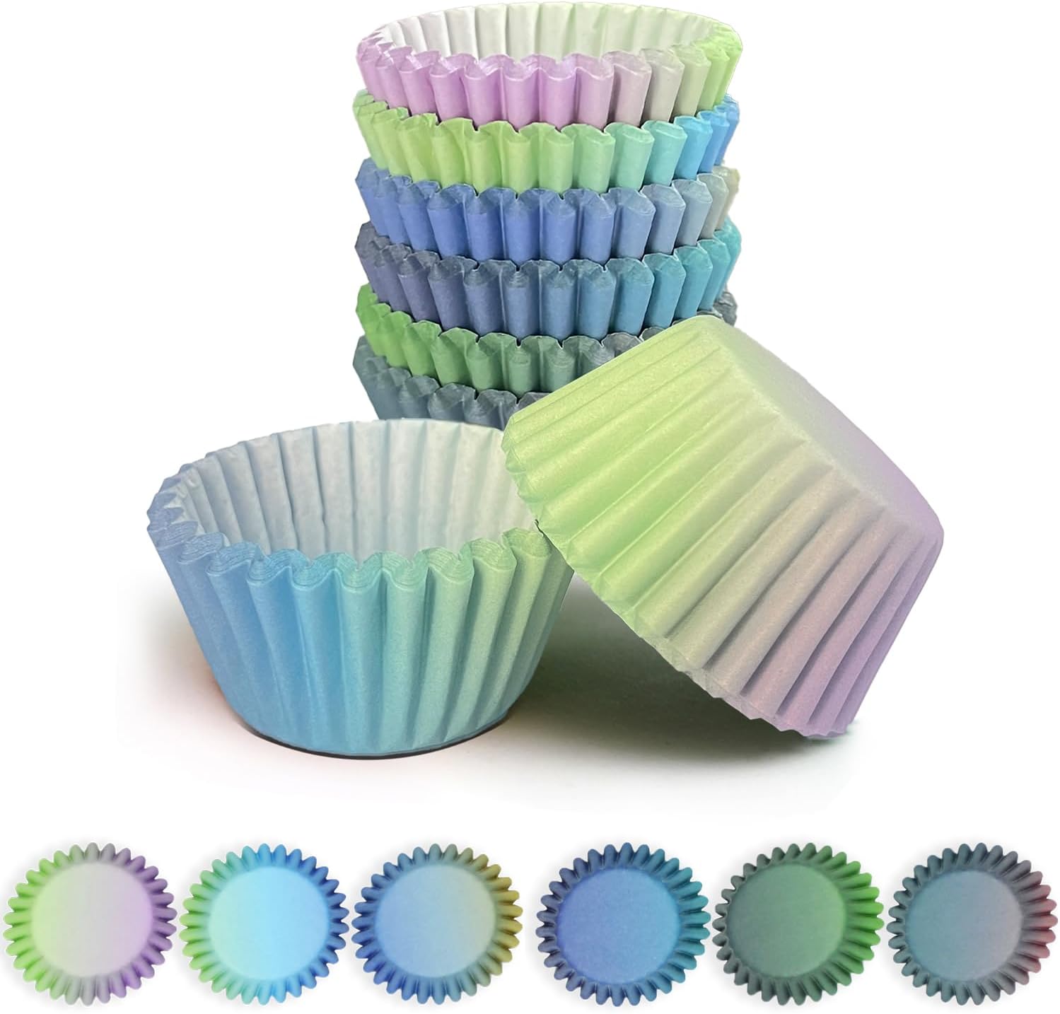 Amazon.com: QiQee Mini Cupcake Liners - 300-Count Food Grade Green Blue ...