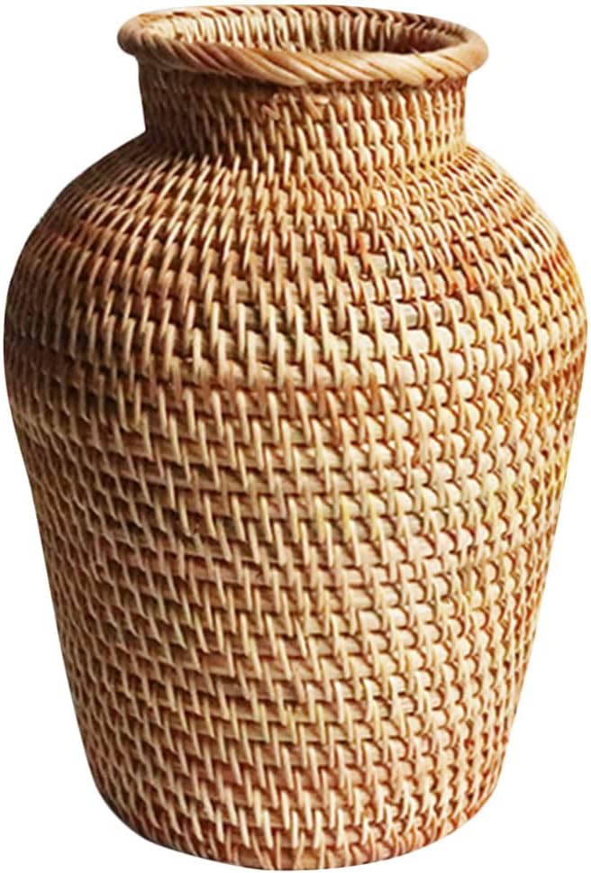 Amazon.com: Veemoon Wicker Flower Basket Vase Rustic Rattan Plant ...