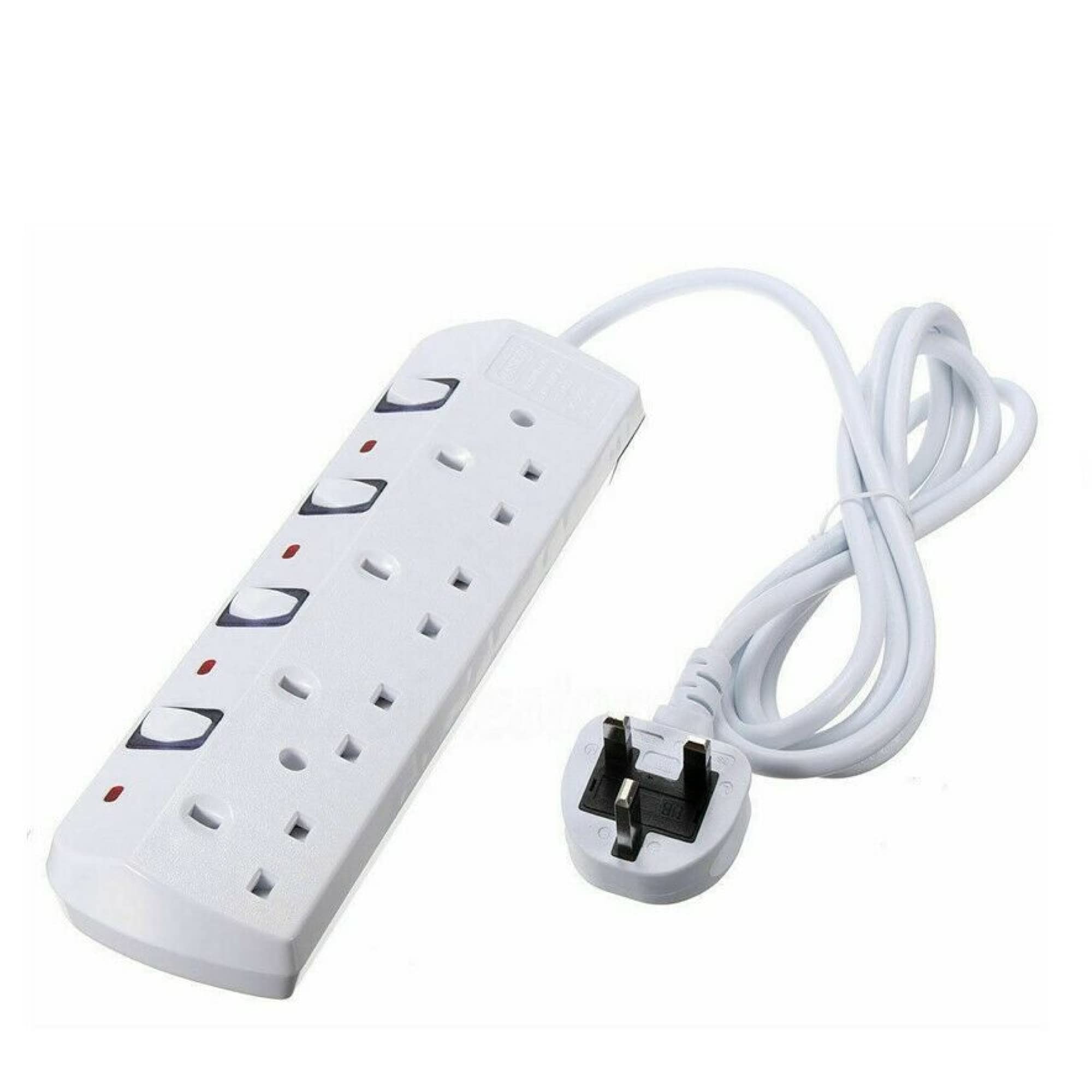 Buy 4 Way Long Extension Lead 2 And 4 Meters Individual Switches Socket Power Plug White 13amp
