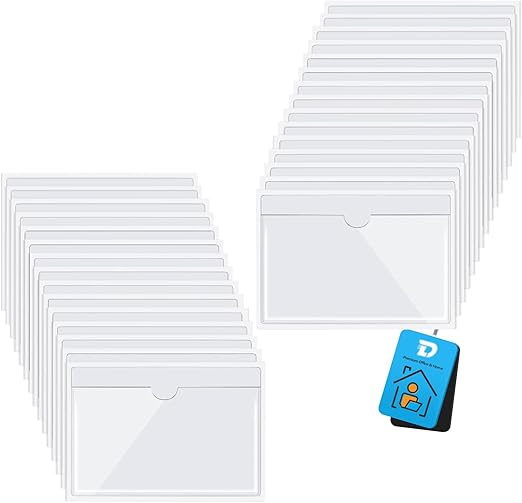Amazon.com : DZSEE Adhesive Label Pockets 30 Pack, Clear Self-Adhesive ...