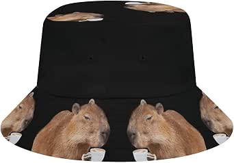 Amazon.com: Capybara Sipping Coffee - Sombrero de pescador unisex para ...