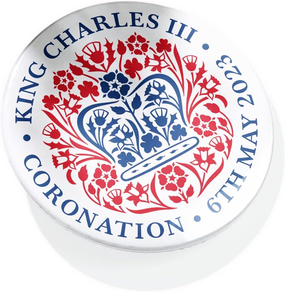 Coronation of King Charles III Official Emblem Lapel Pin Badge (Red and ...