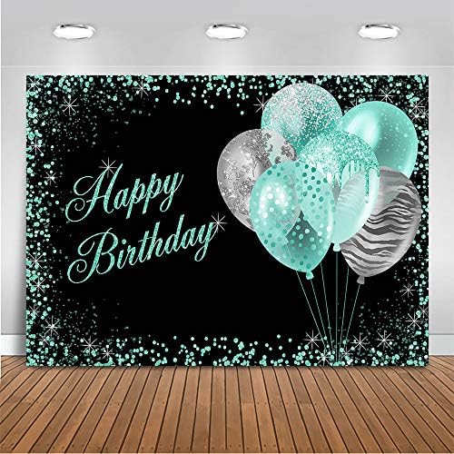 Amazon.com : Mocsicka Turquoise Birthday Backdrop for Girls Women Happy ...
