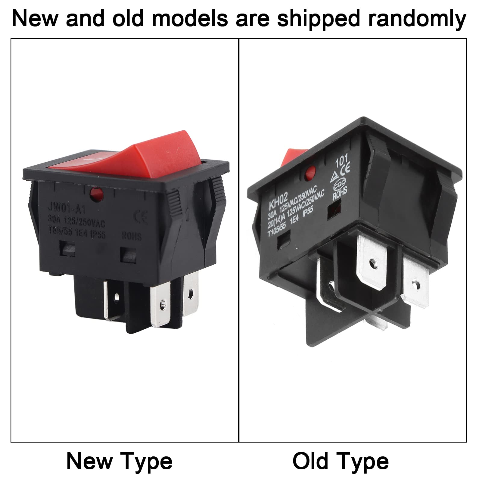 Snapklik.com : AC 30A 120V/250V Rocker Switch, ON Off 4 Pin Red Light ...