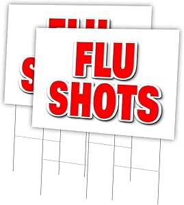 Amazon.com: Flu Shots 2 Pack of 24" x 36" Yard Sign & Stake | Advertise ...
