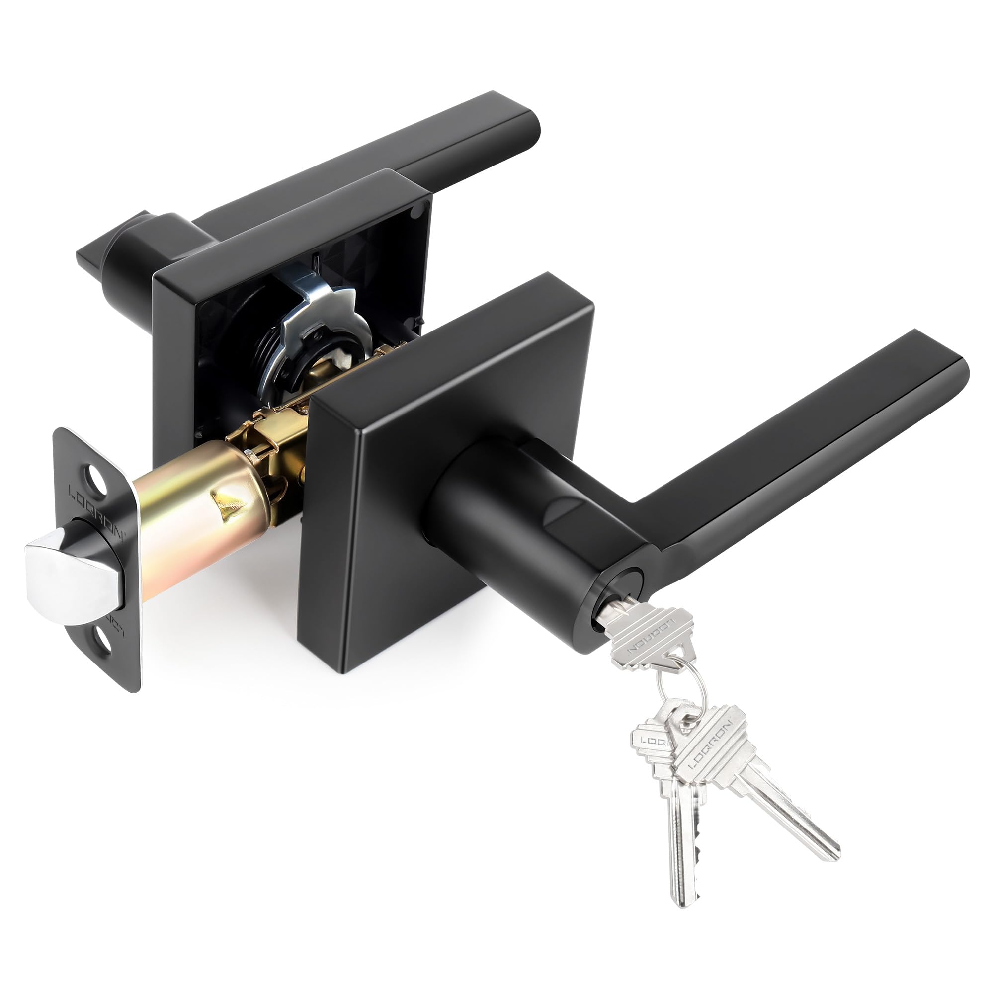 Amazon.com: LOQRON Keyed Entry Door Lever Square Heavy Duty Door Lock ...
