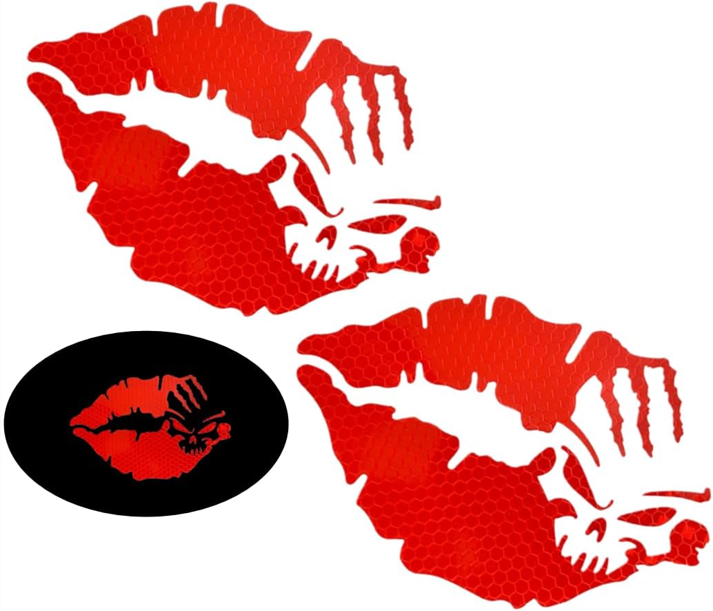 Amazon.com: 2pcs High Intensity Reflective Vinyl Sharp Claw Skull Lips ...