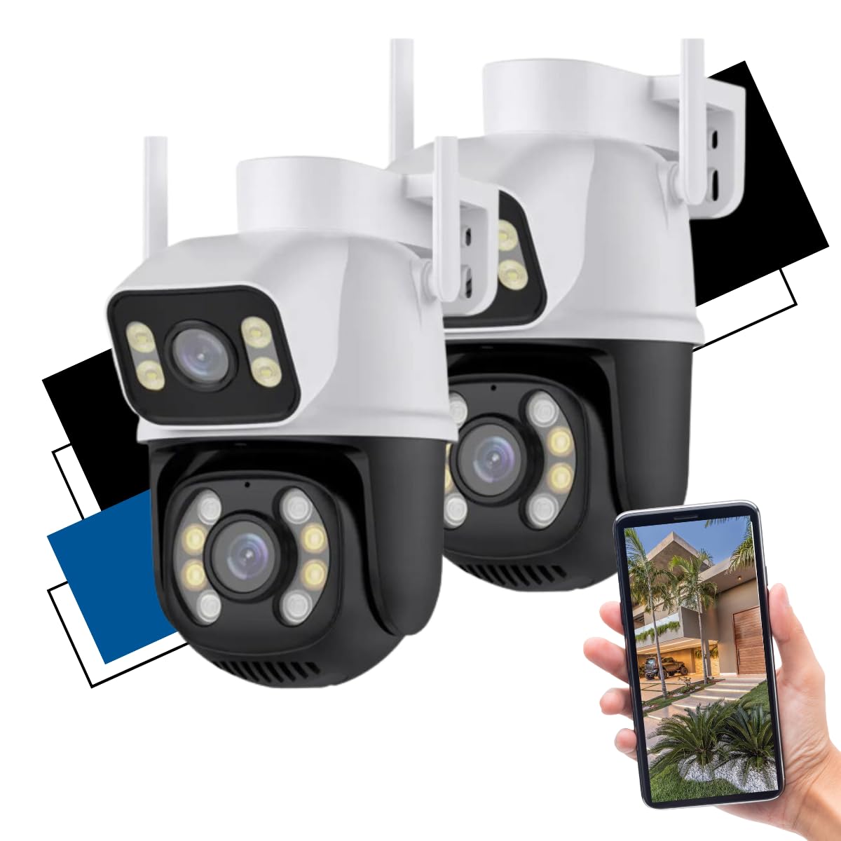 Kit 2 Camera Segurança Externa Lente Dupla Rastreamento Zoom A28b Visão ...