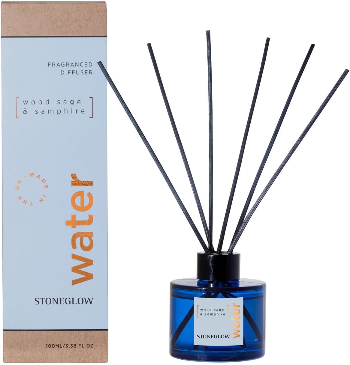 Stoneglow Elements Collection - Earth - Green Apple & Lime 100ml Scented Reed Diffuser (Green ...