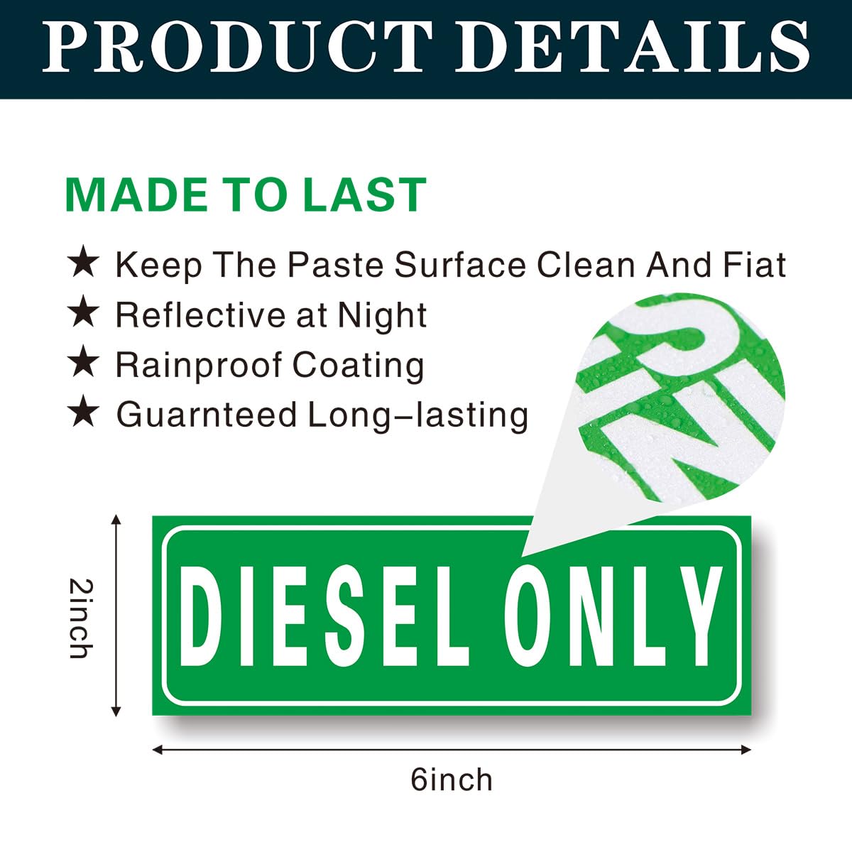 Snapklik.com : 6-Pack Diesel Only Labels - Heavy-Duty, Weatherproof ...