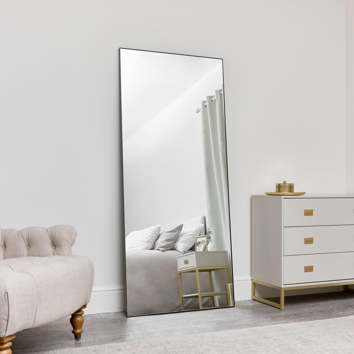 MirrorOutlet The Arcus - Gold Framed Modern Full Length Arched Leaner ...