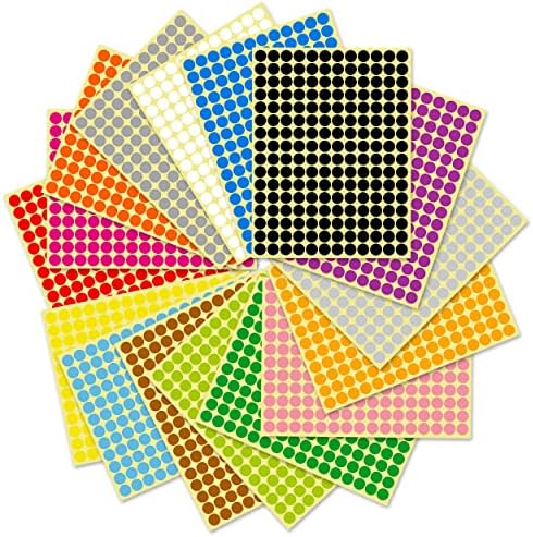 LJY Round Dot Stickers Color Coding Labels, 12 Different Assorted ...